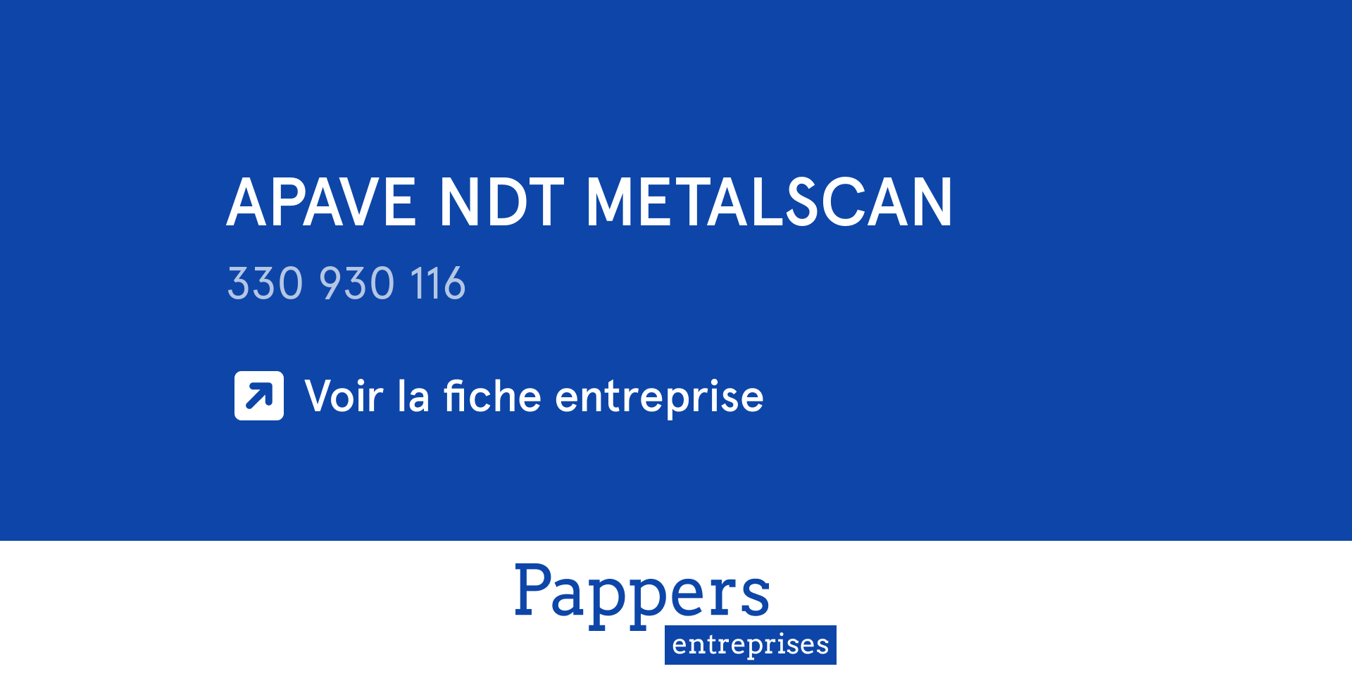 Société APAVE NDT METALSCAN : Chiffre d'affaires, statuts, extrait d ...