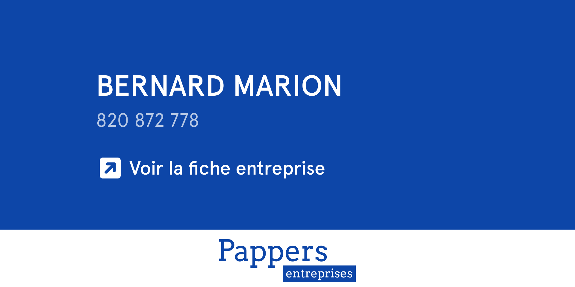 BERNARD MARION (820872778) : Chiffre d'affaires, statuts, extrait d'immatriculation
