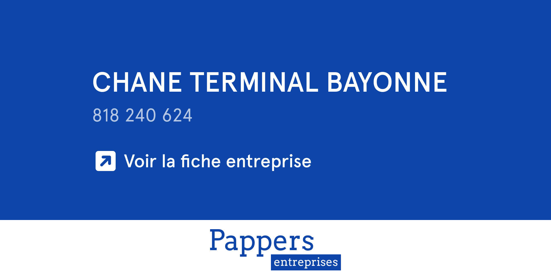 Société CHANE TERMINAL BAYONNE : Chiffre d'affaires, statuts, extrait d ...