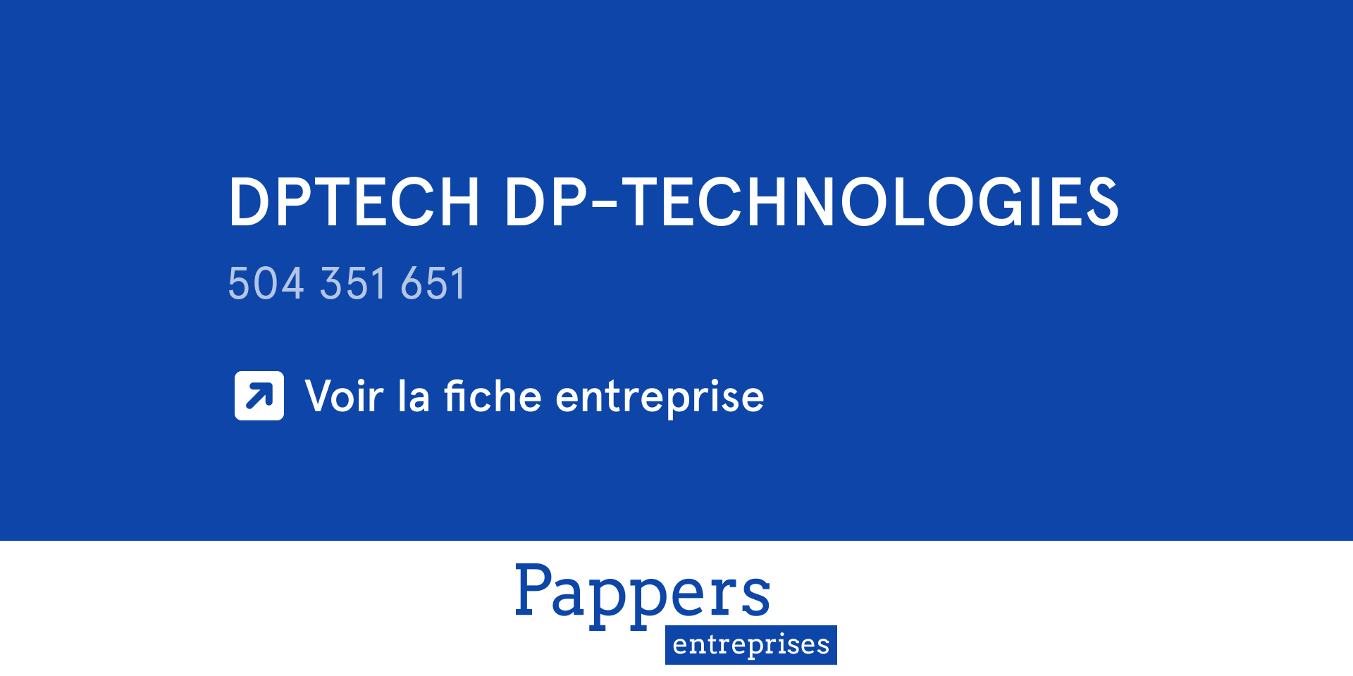 Société DPTECH DP-TECHNOLOGIES : Chiffre d'affaires, statuts, extrait d'immatriculation