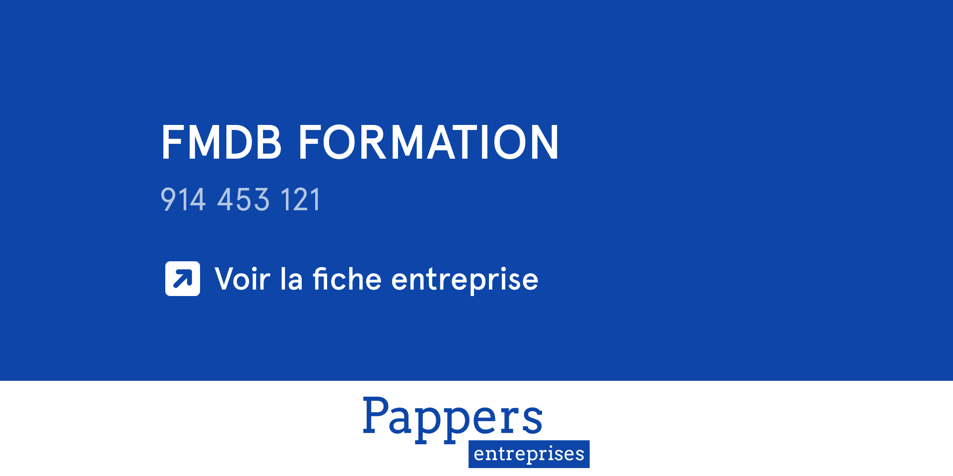 Société FMDB FORMATION : Chiffre d'affaires, statuts, extrait d'immatriculation