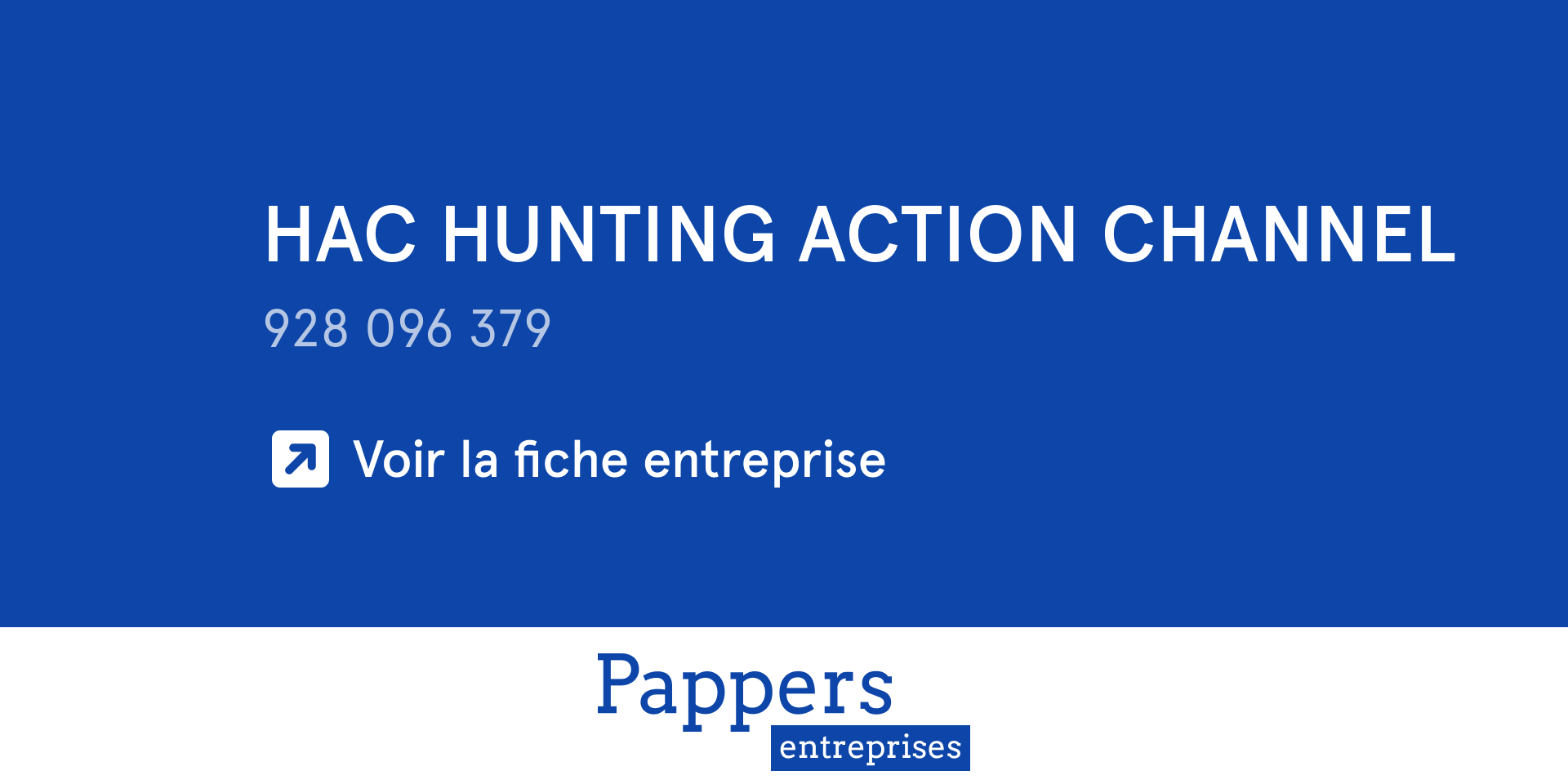 Société HAC HUNTING ACTION CHANNEL : Chiffre d'affaires, statuts ...